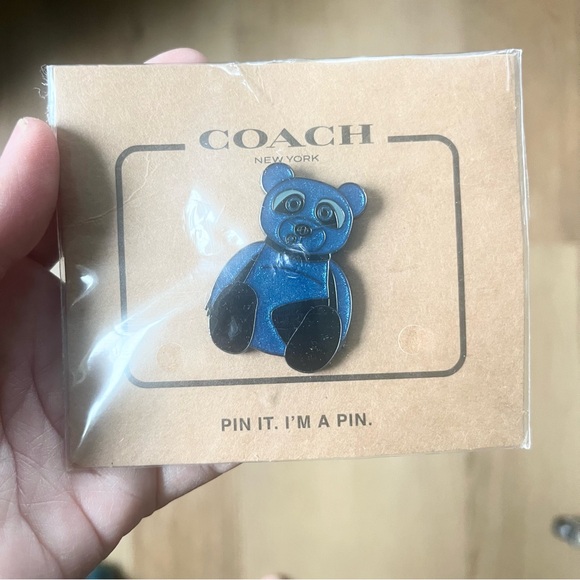 Coach | Accessories | New Coach Black And Blue Bear Fashion Pin ...